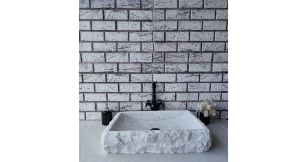 Beyaz Yay Patlatma Mermer Lavabo