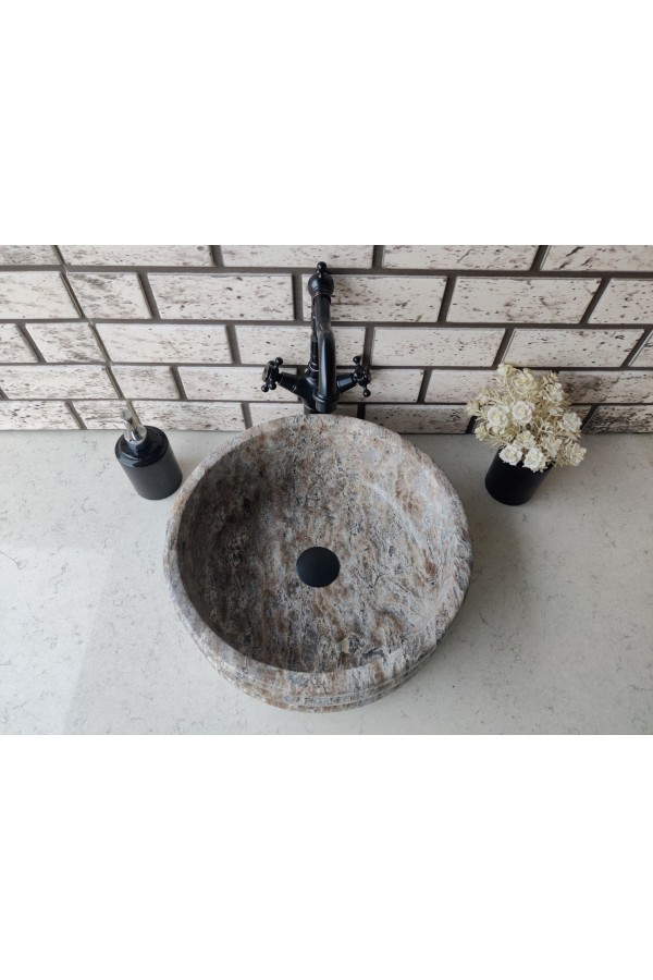 Silver Ducted Mermer Lavabo