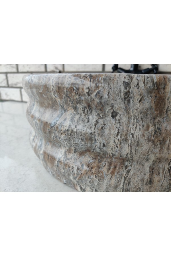 Silver Ducted Mermer Lavabo