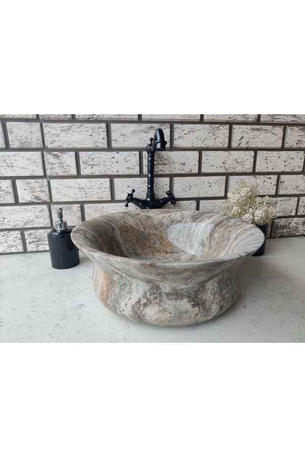 Silver Thin Mermer Lavabo